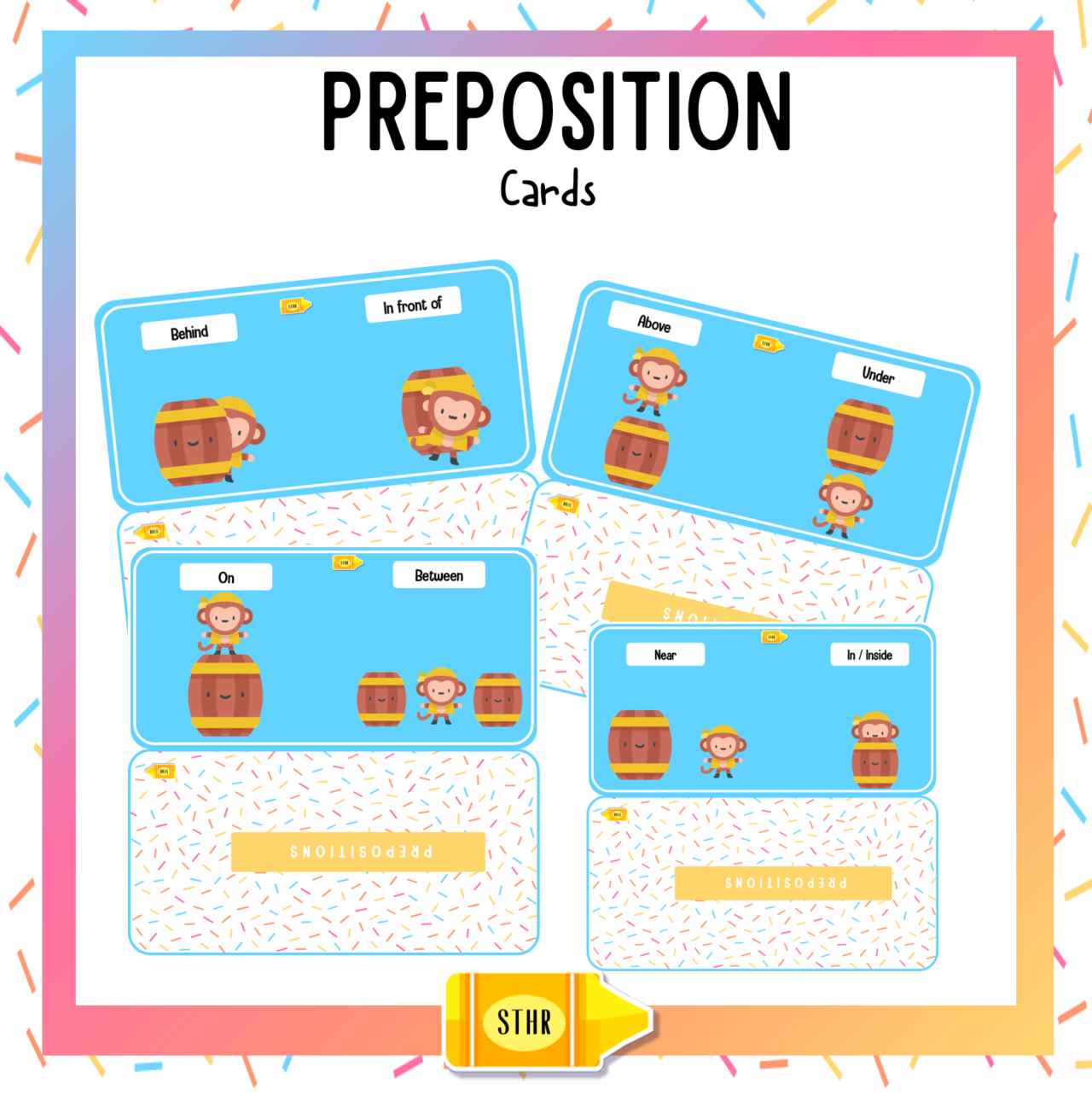 Preposition cards | Mundoextraescolares - Material educativo
