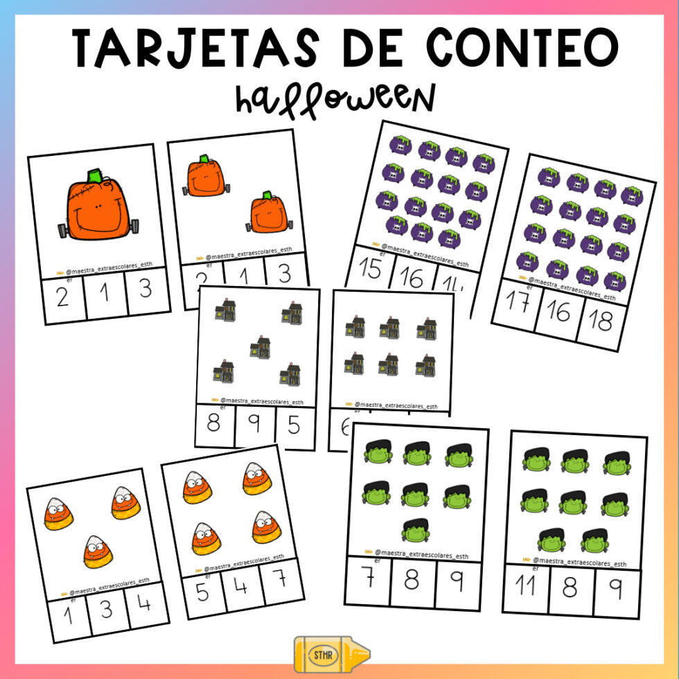 Tarjetas de conteo – halloween | Mundoextraescolares - Material educativo