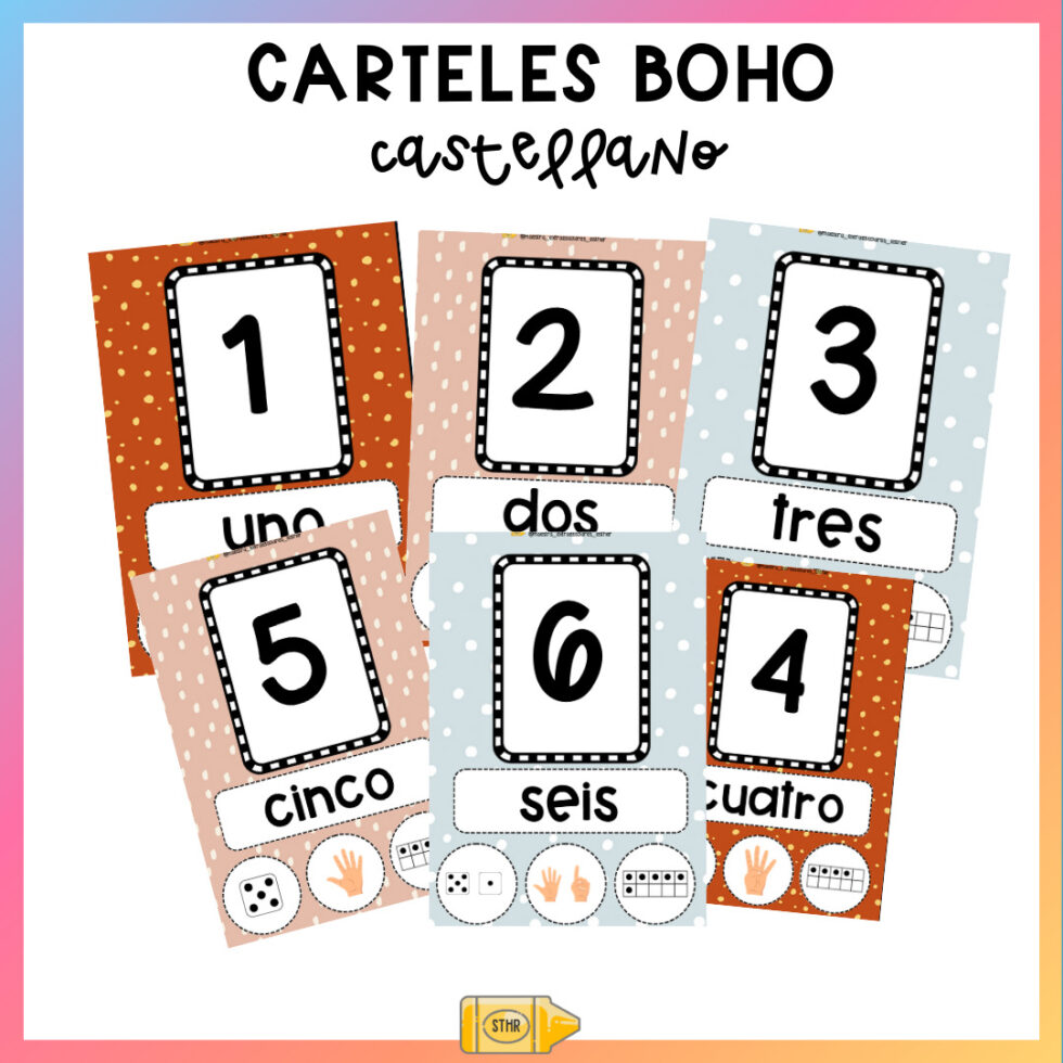 Carteles Boho de Números en Castellano – Asamblea | Mundoextraescolares