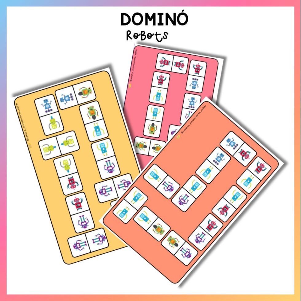 Dominó Robots – Recurso educativo imprimible - Mundoextraescolares